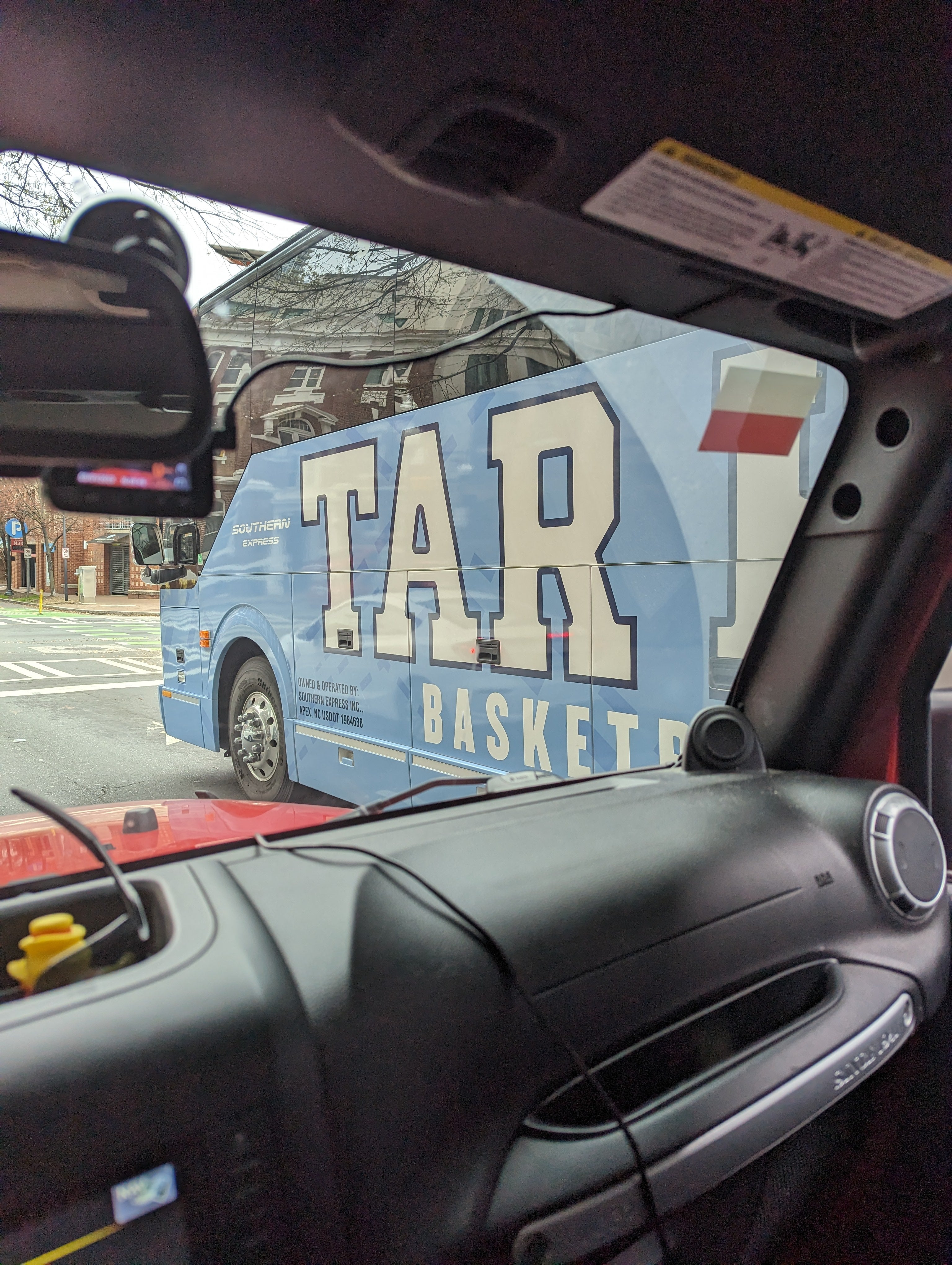 Tar Heel Basketball Bus Spotted in Uptown Charlotte