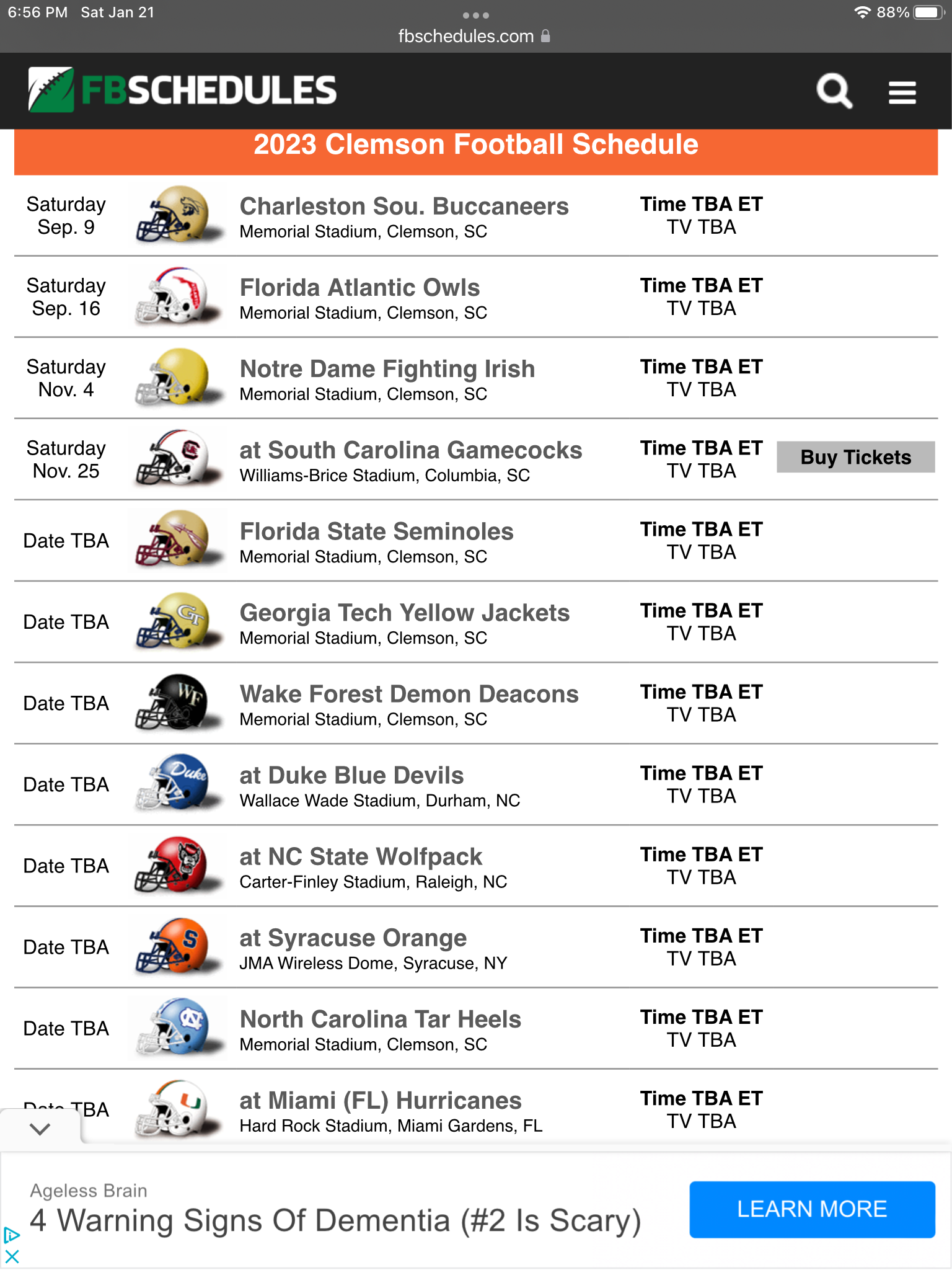 Easiest schedule in CFB next year