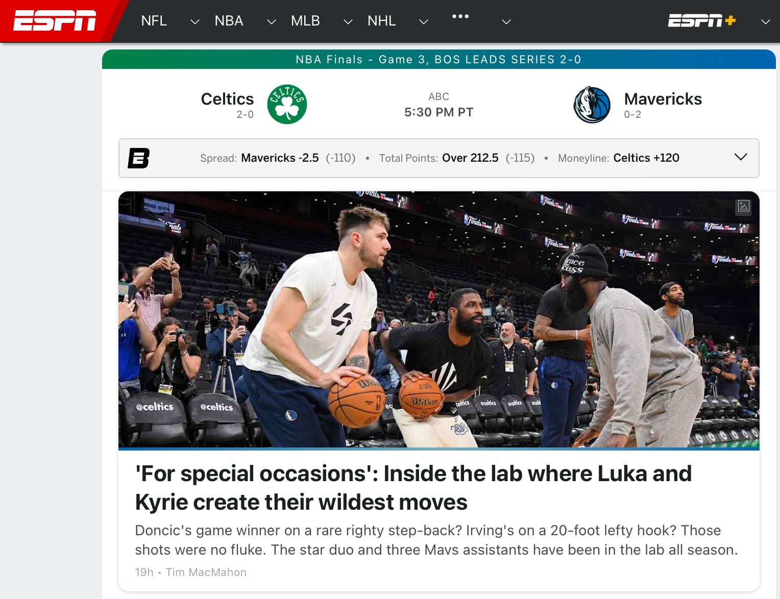 Shamm on front page of ESPN