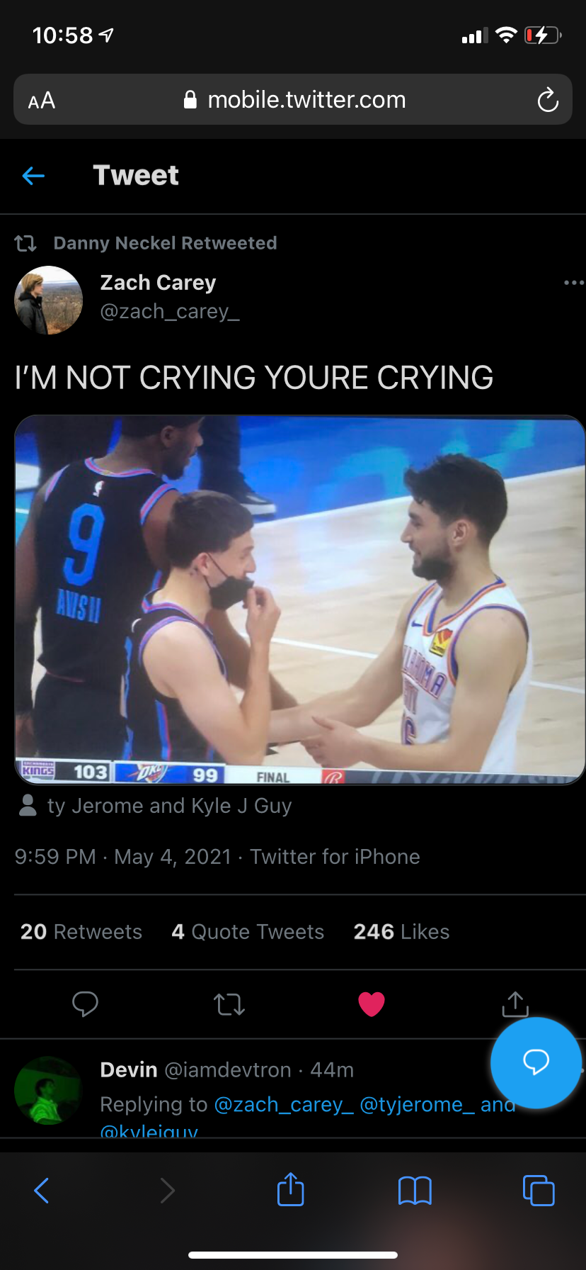 Ty v Kyle and they both played