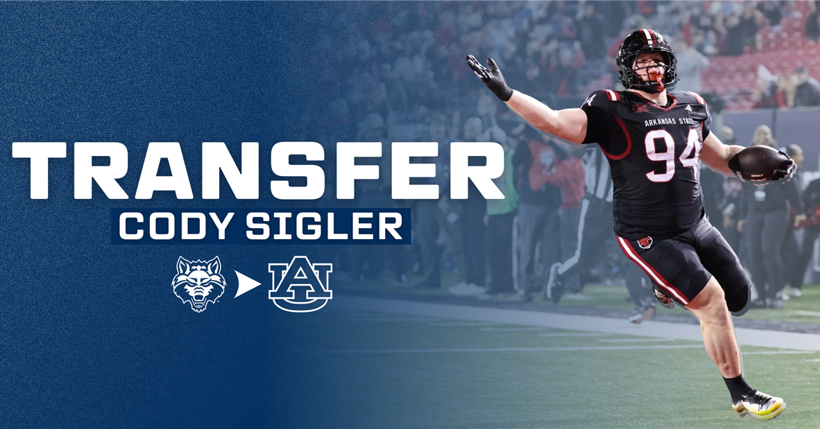 Alabama native, former Arkansas State DL Cody Sigler signs with Auburn