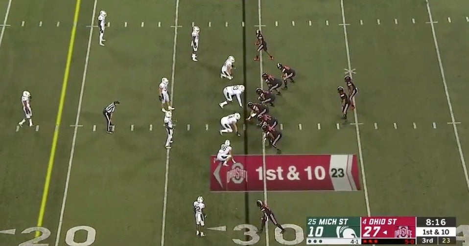 WATCH: Justin Fields throws first career interception