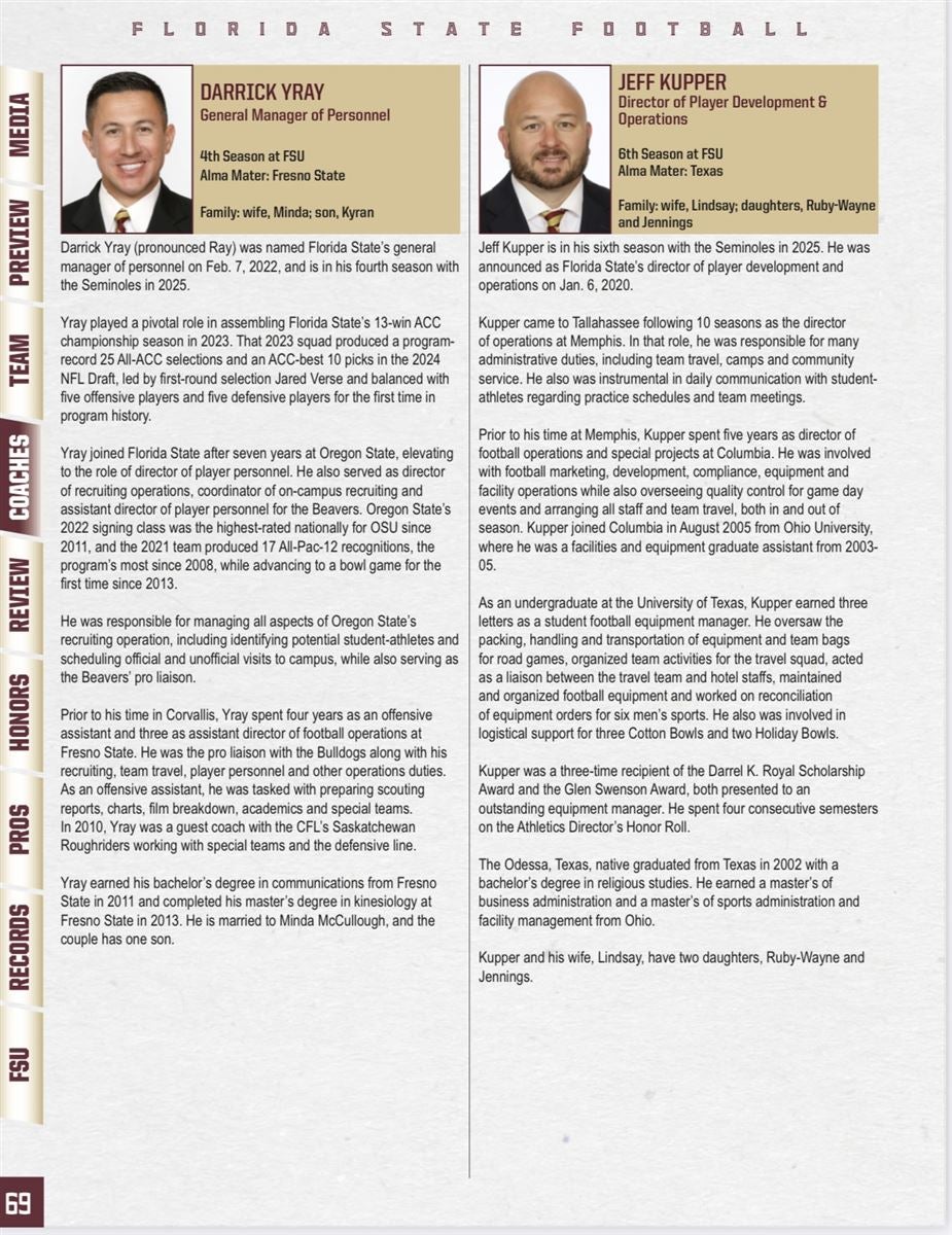A look at Florida State Football's full staff, including 60 support ...