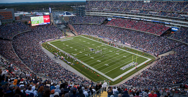 Patriots post 28-3 Super Bowl score inside Gillette Stadium