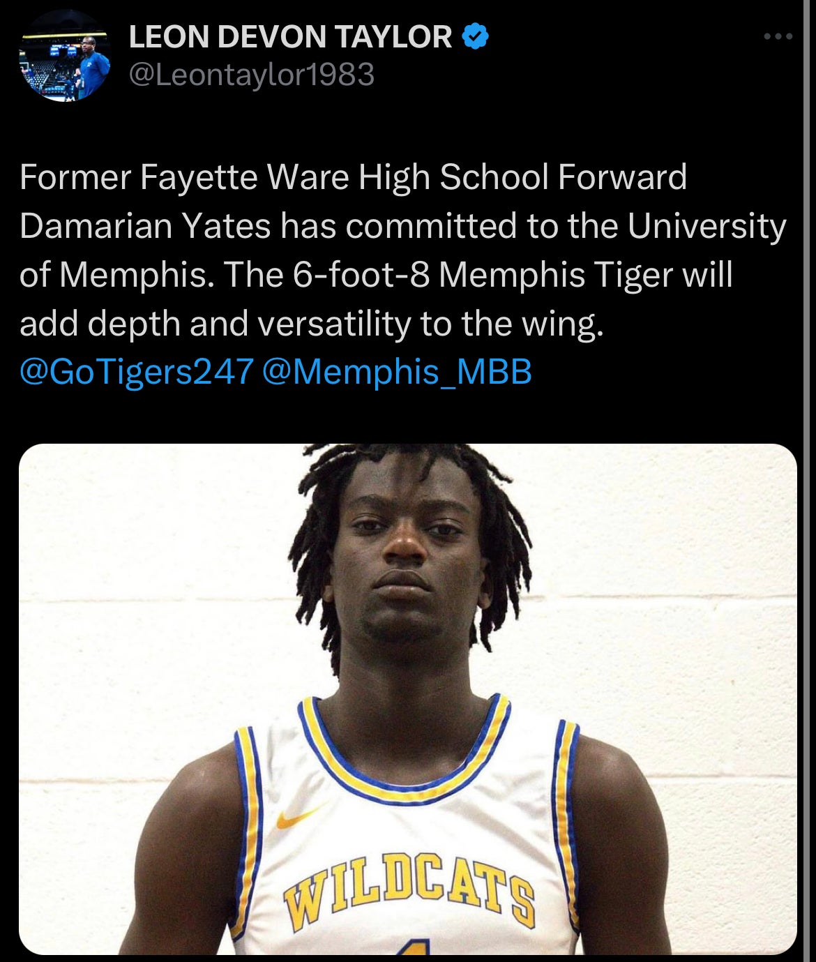 The University of Memphis adds more depth at Small Forward