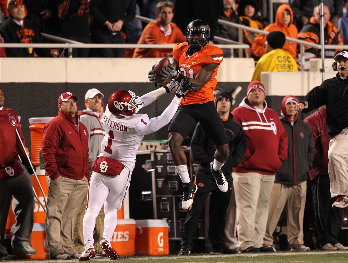 Former Oklahoma State Biletnikoff winning receiver Justin Blackmon ...