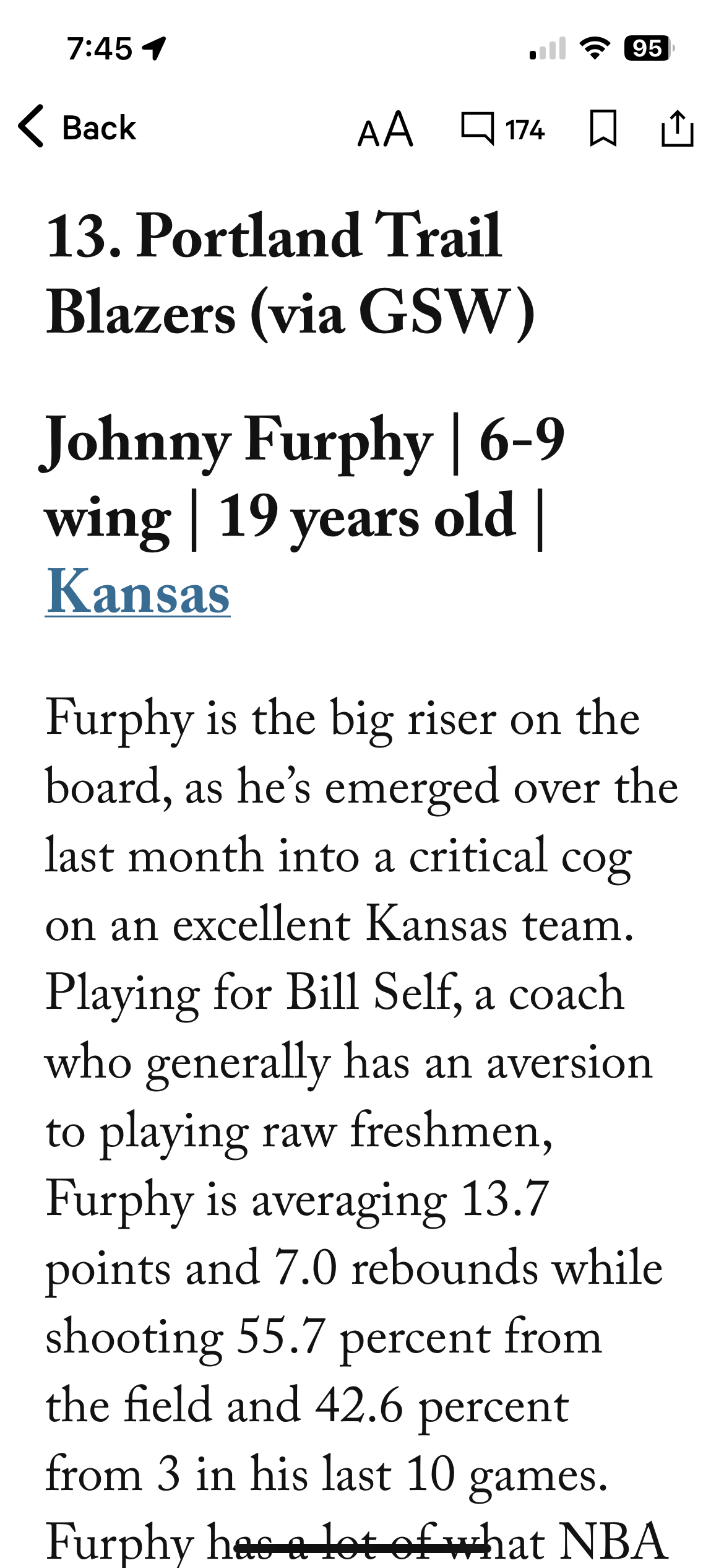nba news on Furphy and Dick