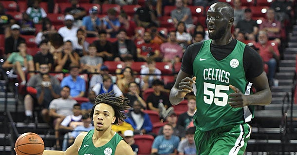 WATCH: Celtics center Tacko Fall learns to swim for a cause