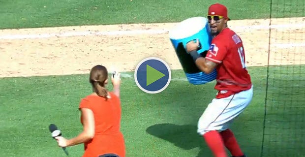 WATCH: Rangers' Rougned Odor douses reporter Emily Jones