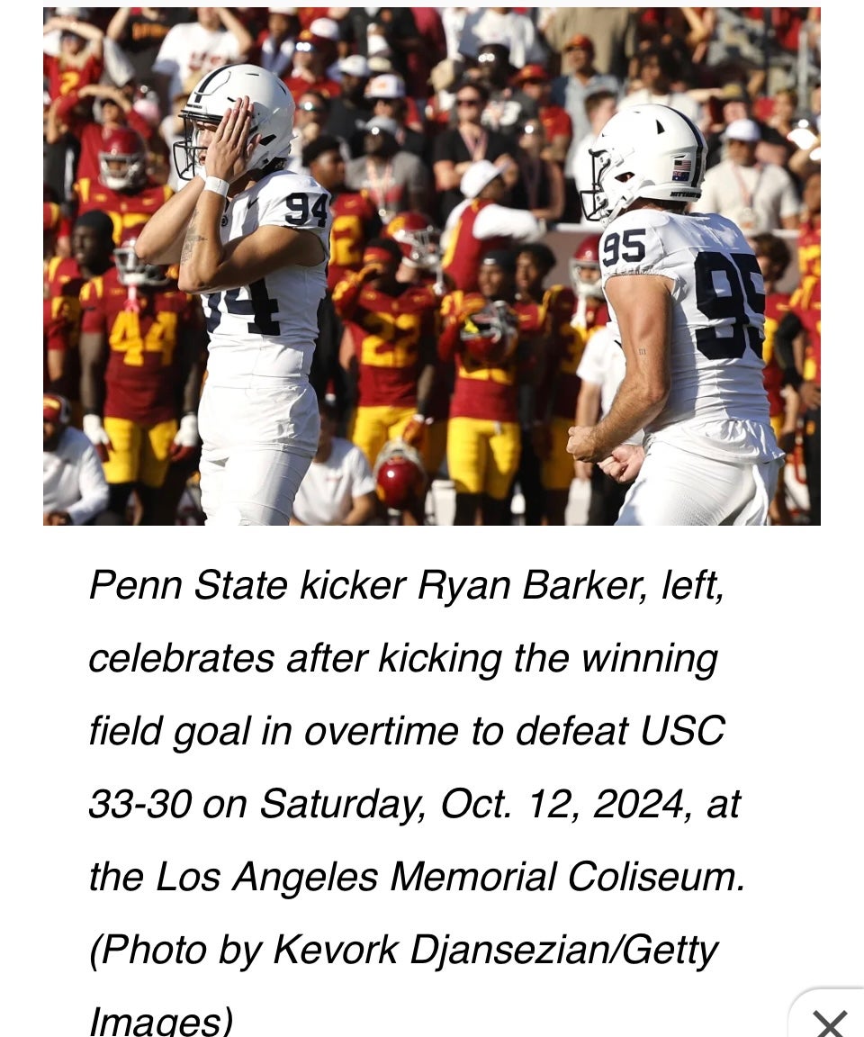 'Poised under pressure': How Penn State kicker Ryan Barker became a ...