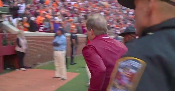 Watch: Tennessee fan ejected after throwing ice at Nick Saban