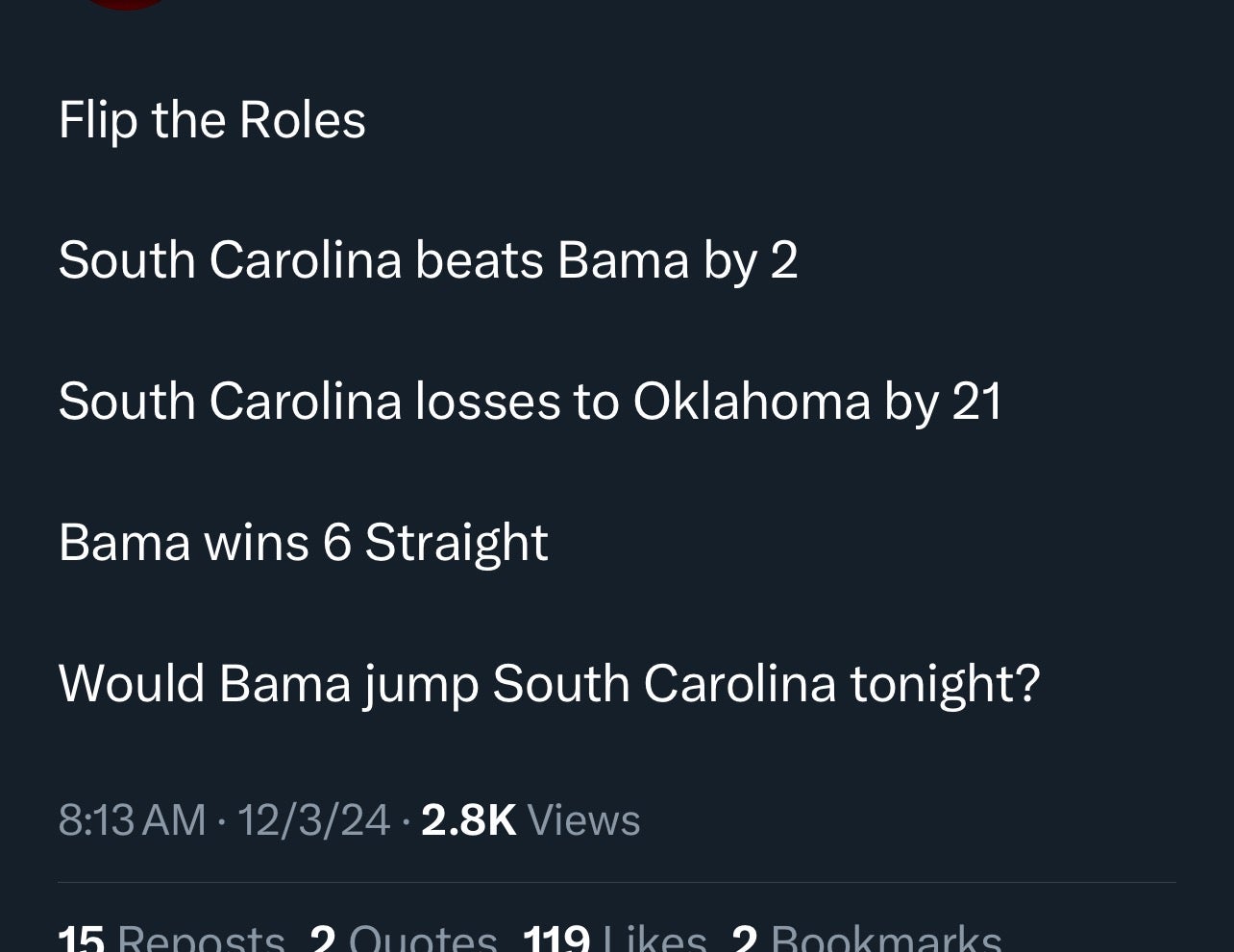 Let’s switch places with bama