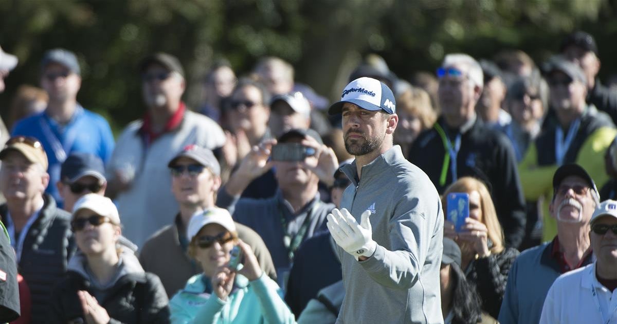 Aaron Rodgers show off golf game at Pebble Beach
