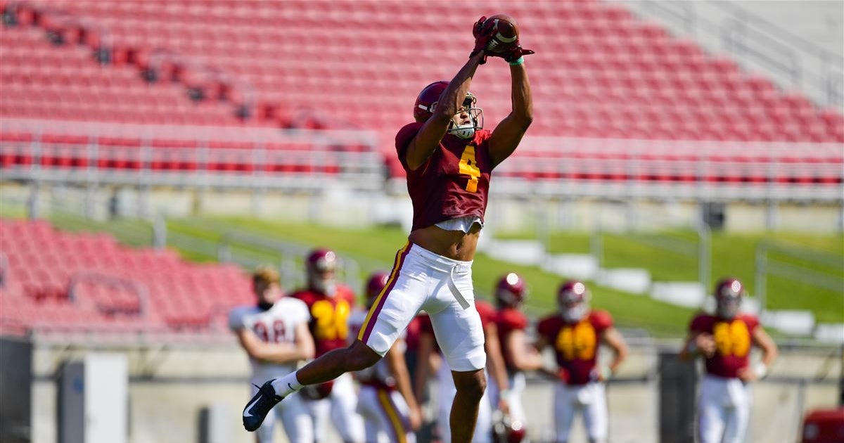 WATCH: WR Bru McCoy's TD grab in USC's Coliseum scrimmage
