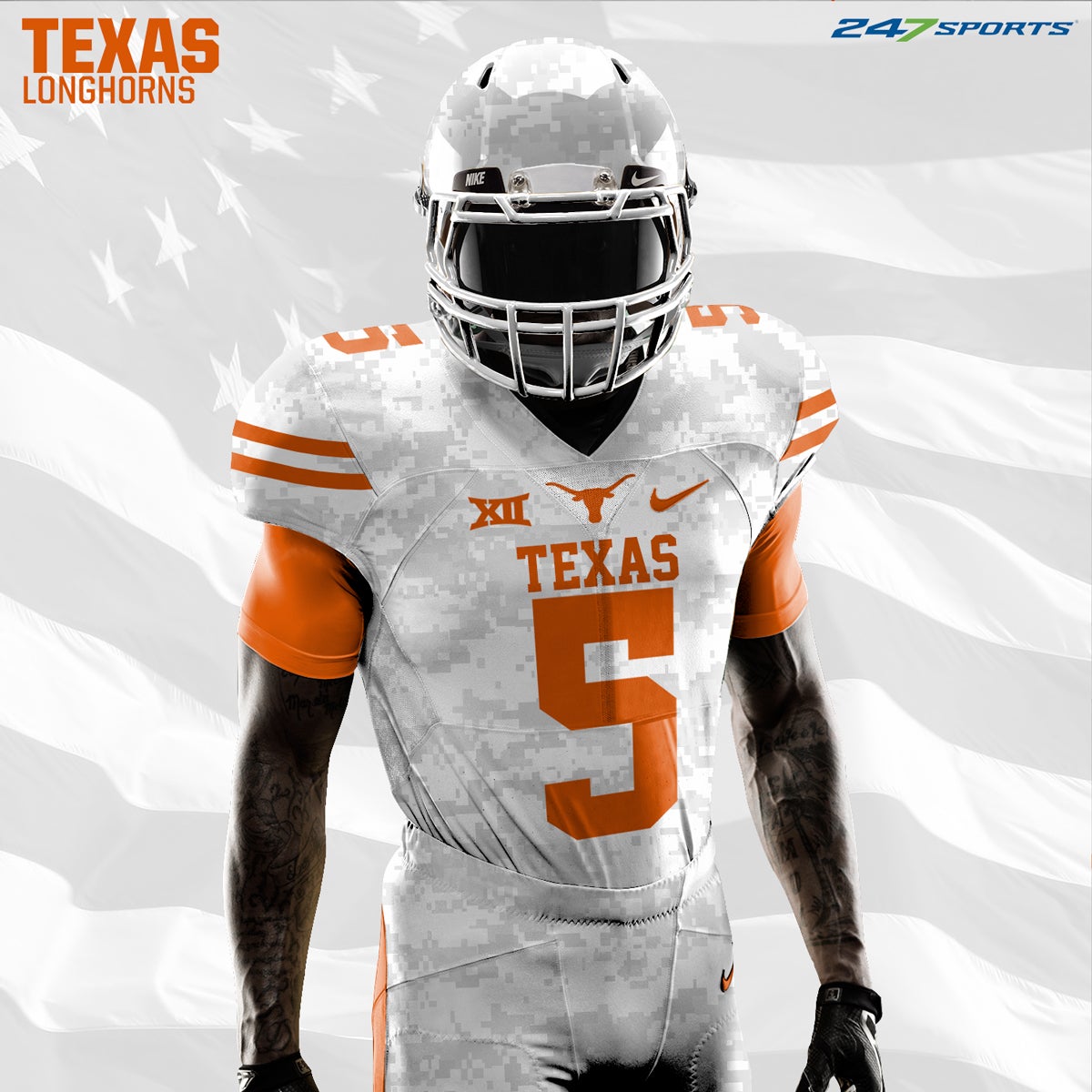 Patriotic uniforms for college football programs
