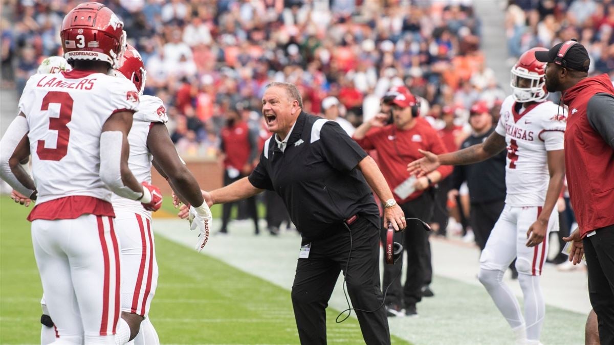 Arkansas football coach Sam Pittman shares emotions of Razorbacks ...