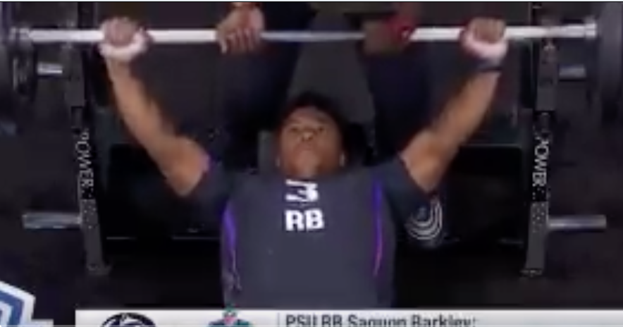 WATCH: Saquon Barkley beasts bench press at NFL Combine