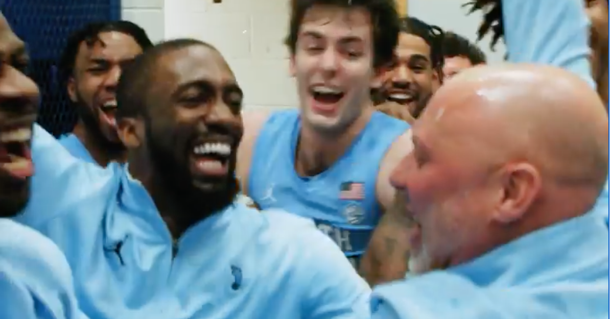 WATCH: UNC Celebrates in Locker Room After Massive Upset Win Over Duke
