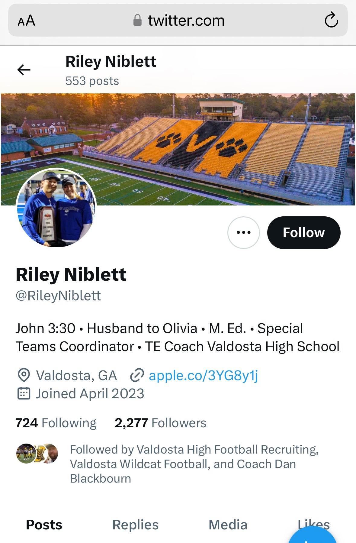 Welcome to Valdosta…Coach Niblett.