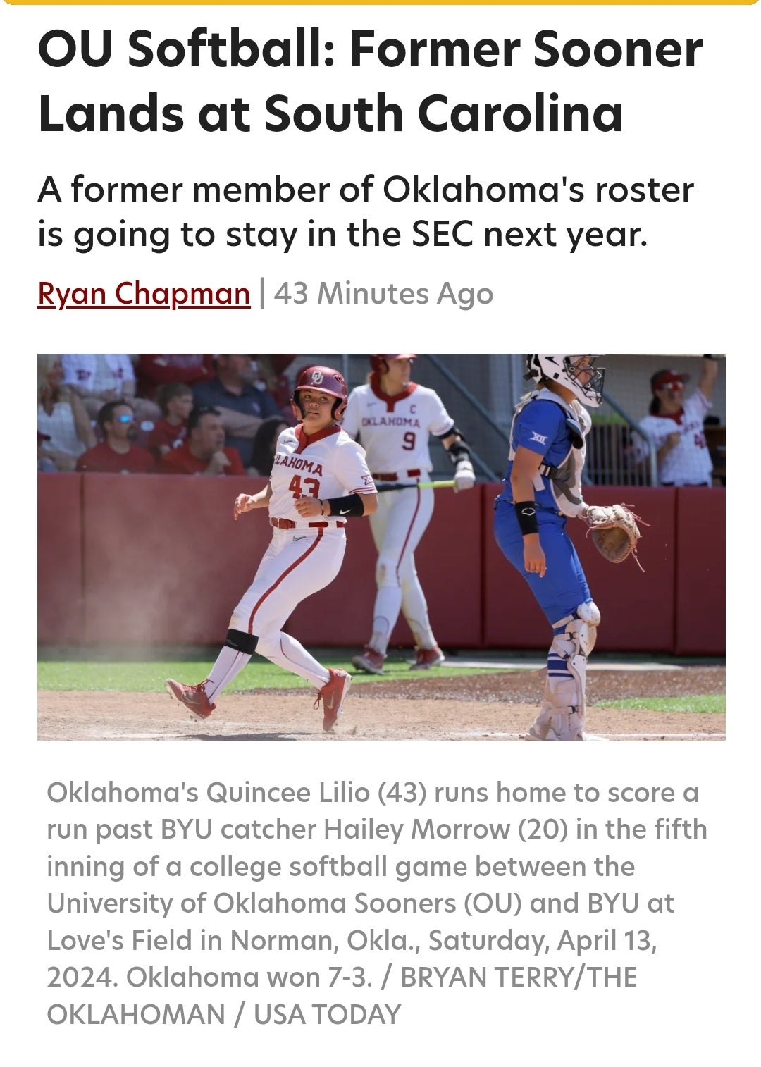 South Carolina Gamecocks softball transfer portal tracker