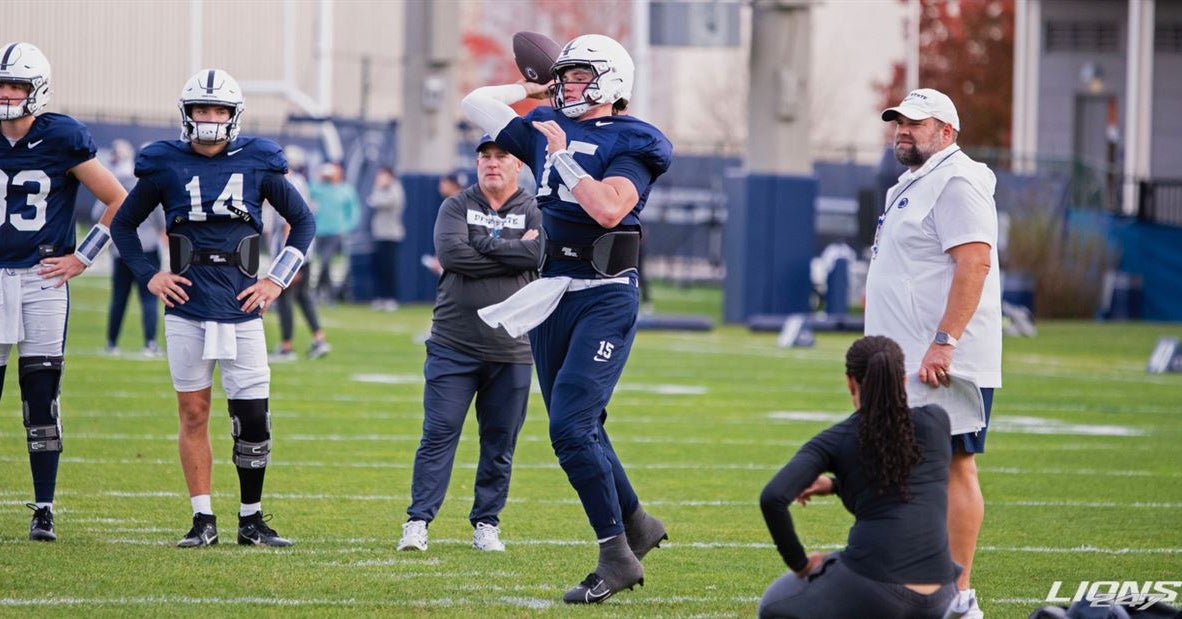 Penn State Practice Notebook: QB Drew Allar works through drills ...
