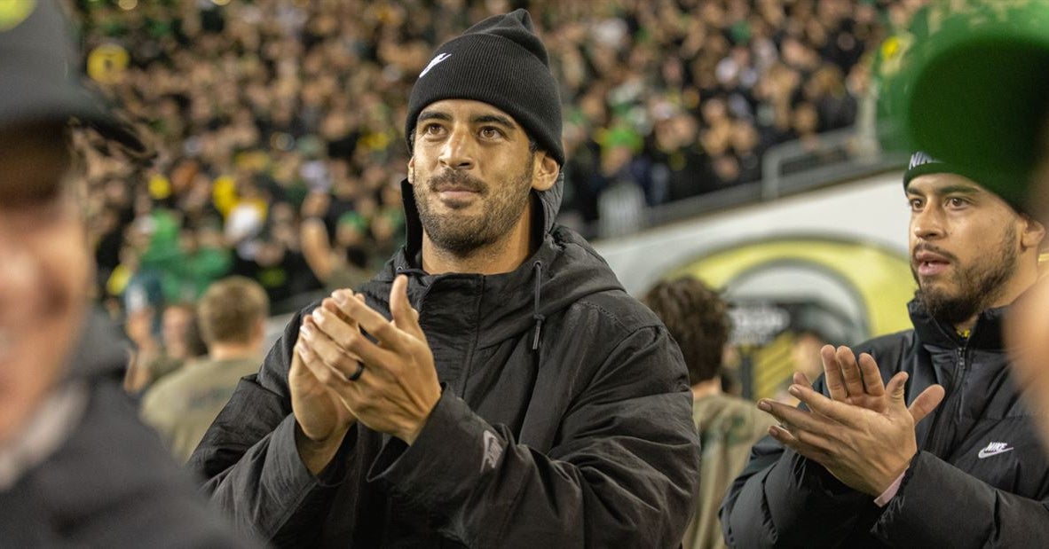 Marcus Mariota approves Dillon Gabriel to wear No. 8 jersey, 'excited ...