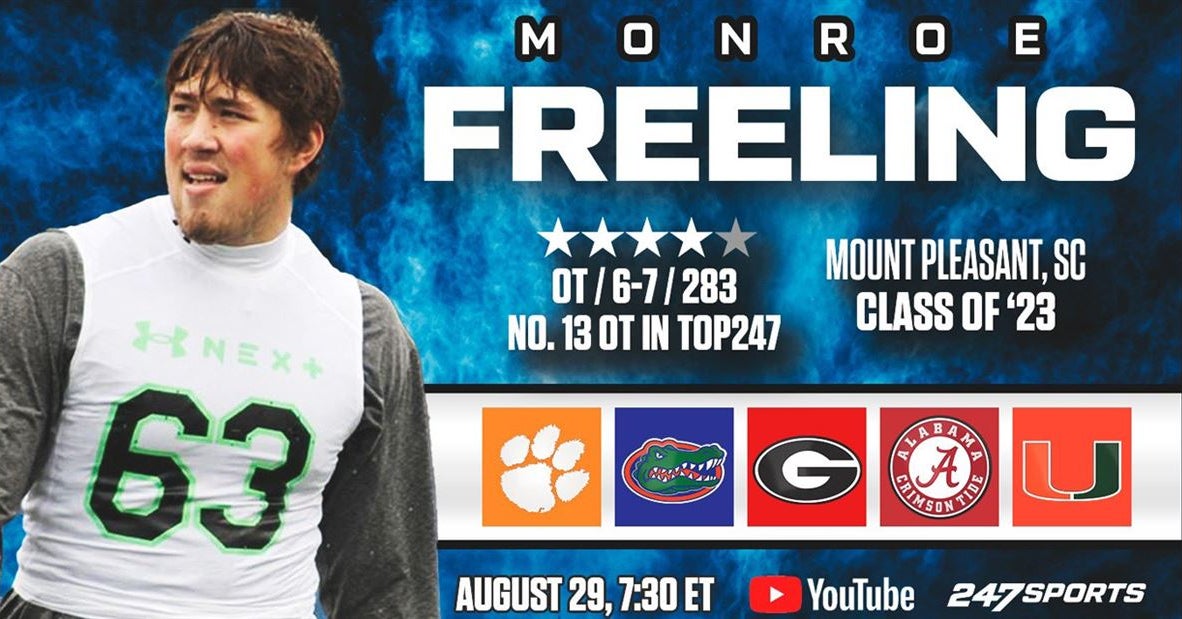 Top 100 OT Monroe Freeling previews Monday announcement on 247Sports ...