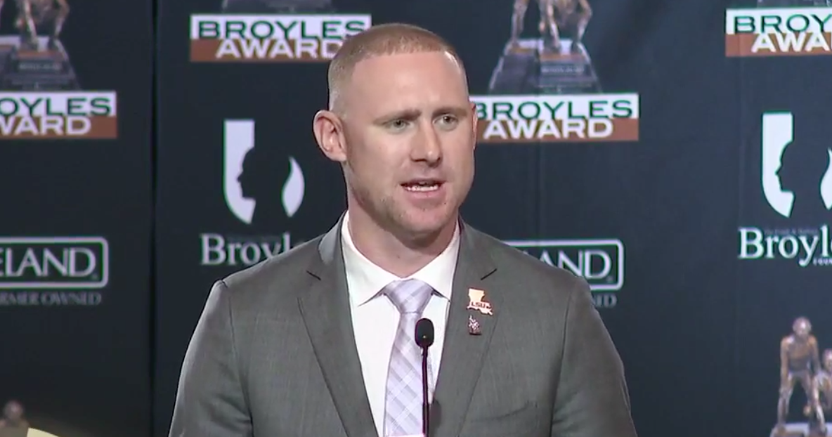 LSU's Joe Brady wins the Broyles Award