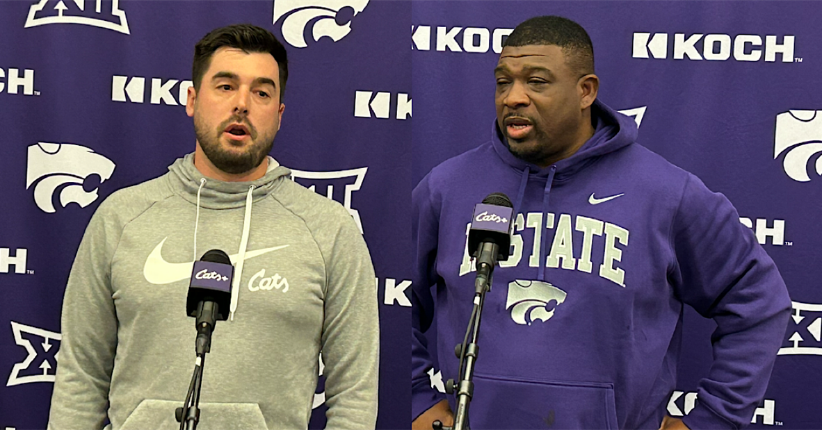 Kansas State assistants Thad Ward & Stanton Weber speak with media