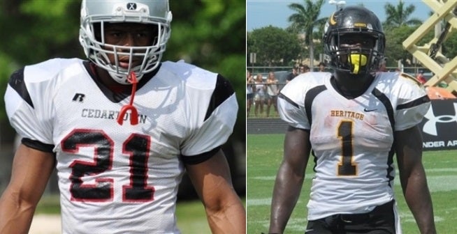 Chubb and Michel being prepared to play