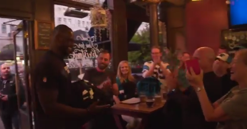 Efe Obada receives hero's welcome on trip to London