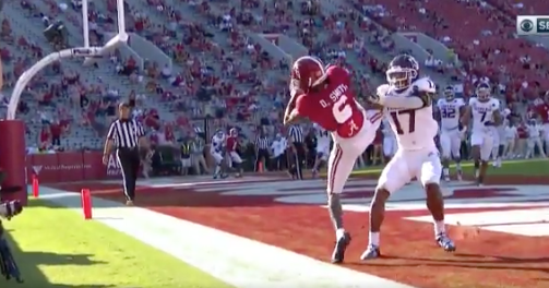 WATCH: DeVonta Smith goes up, comes down for toe-tap TD catch