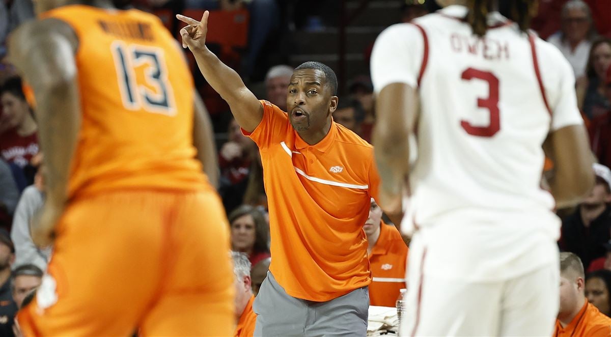 Oklahoma State head men's basketball coach Mike Boynton speaks on 13th ...