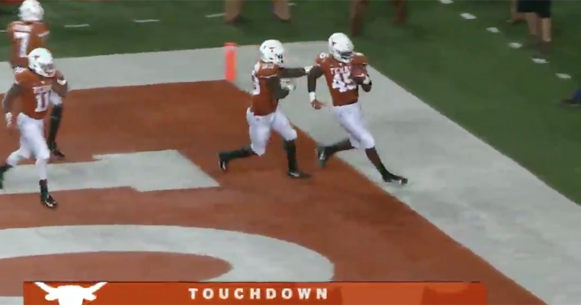 Texas D comes up with a blocked field goal returned for a TD