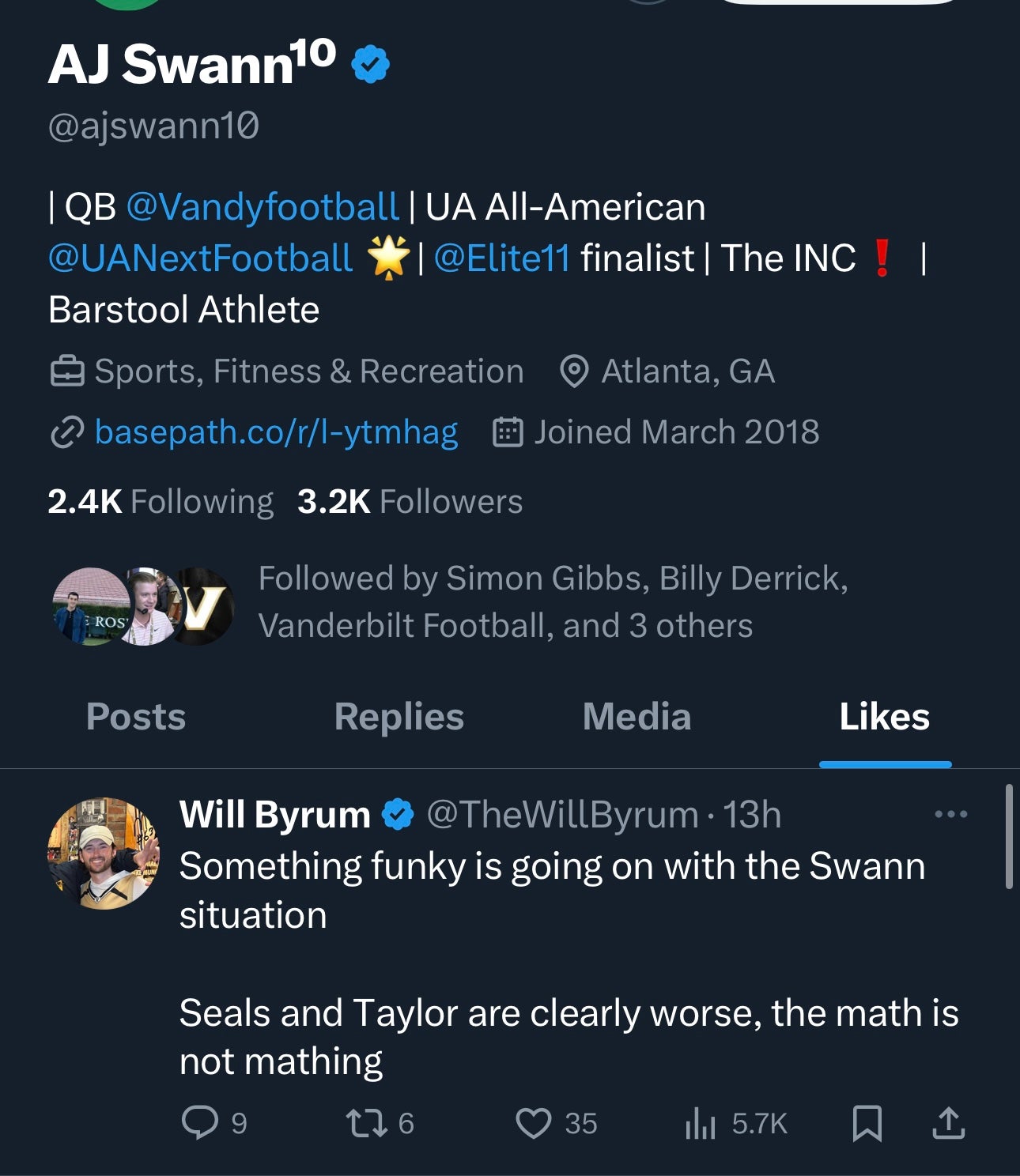 Swann liked tweet