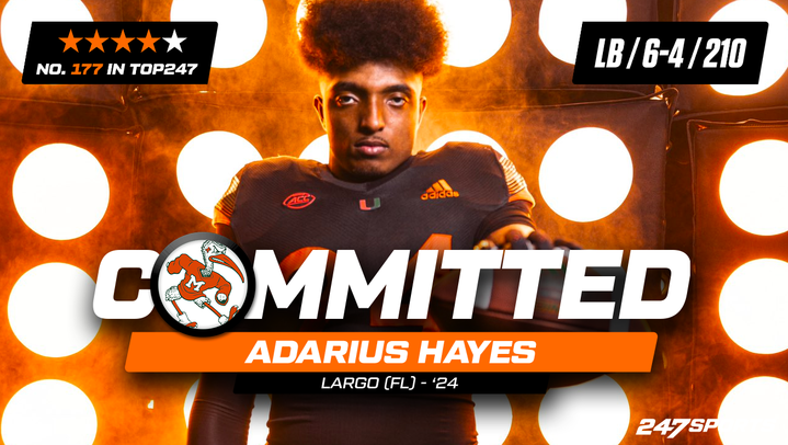 Top247 LB Adarius Hayes flips to Miami from Florida
