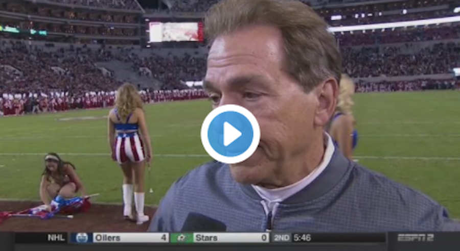 Watch: Nick Saban's angry ESPN halftime interview was epic