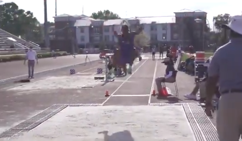 WATCH: Grey hits No. 2 long jump mark in country