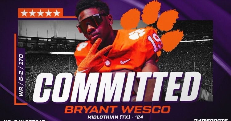 5-star WR Bryant Wesco commits to Clemson 5-star WR Bryant Wesco commits to Clemson