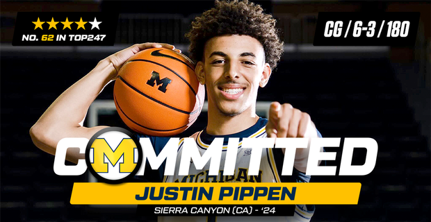 Four-star guard Justin Pippen, son of Scottie Pippen, commits to Michigan