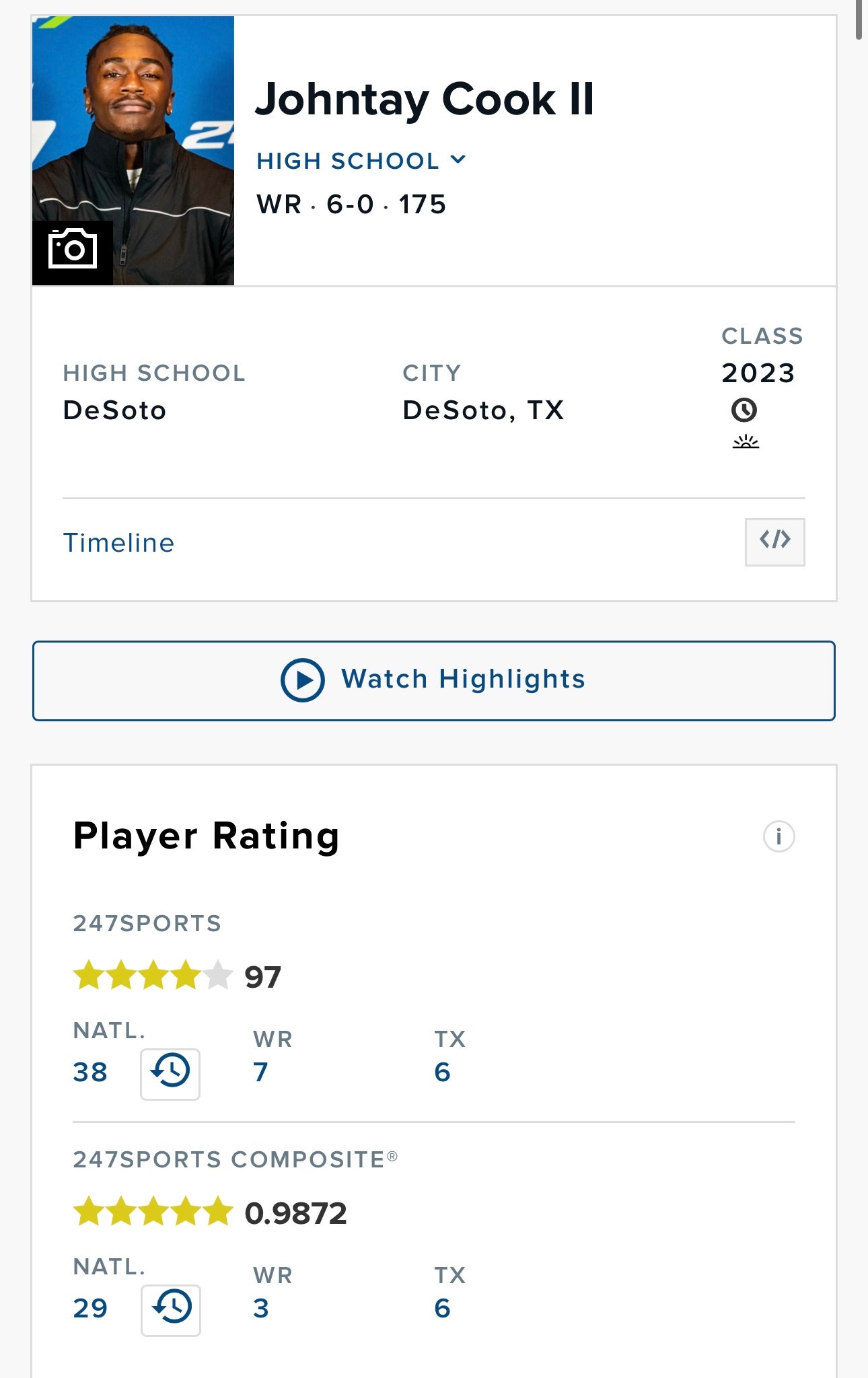 Johntay Cook- Former 5 Star Texas WR