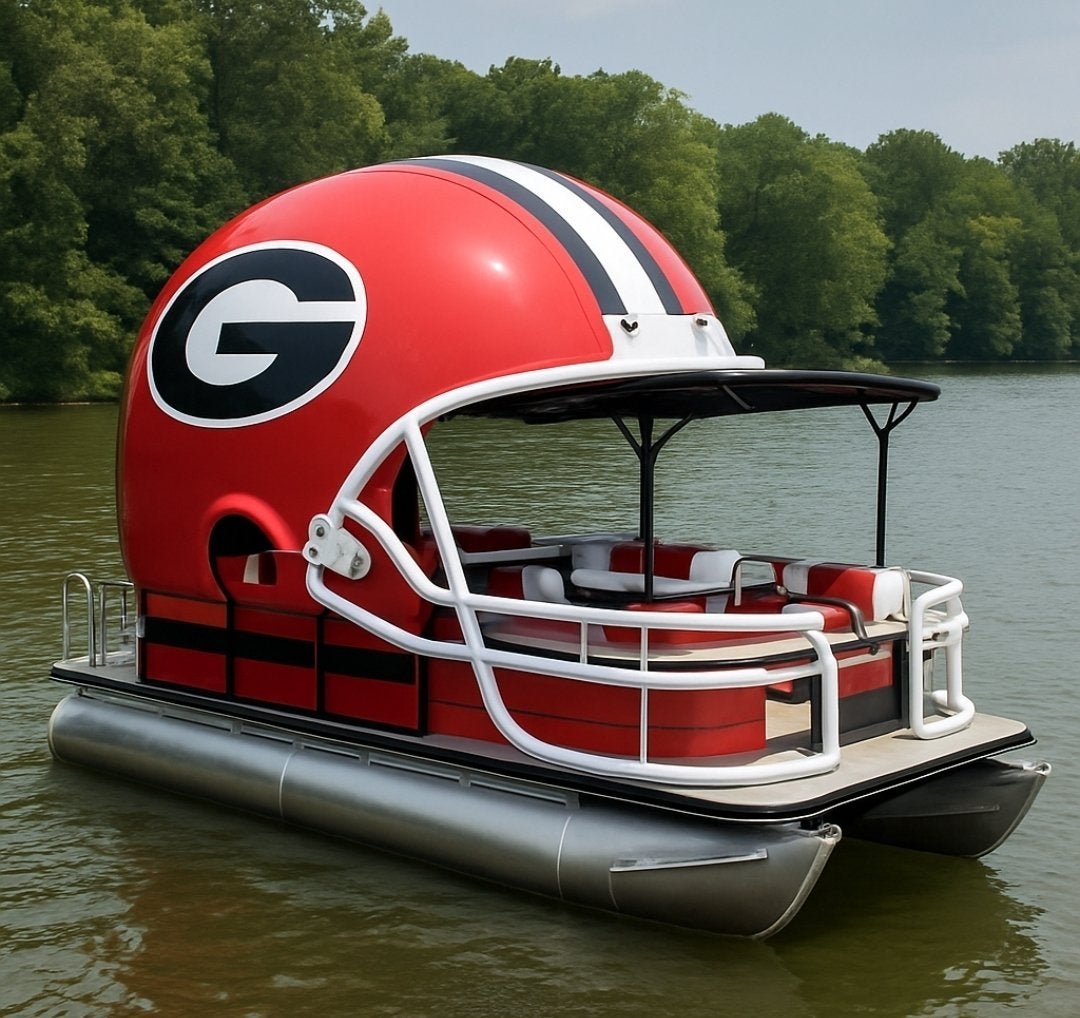 Dawgs themed Pontoon boat I found on X