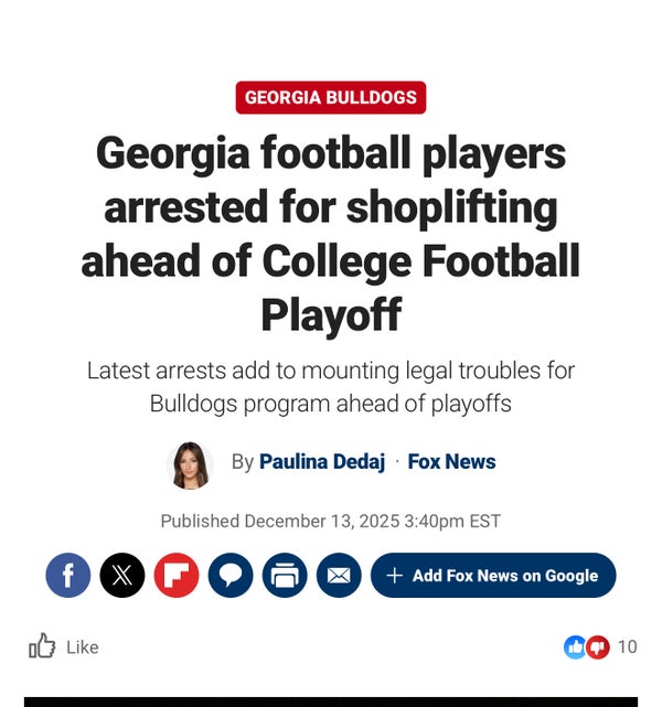 Georgia Football—Shoplifting