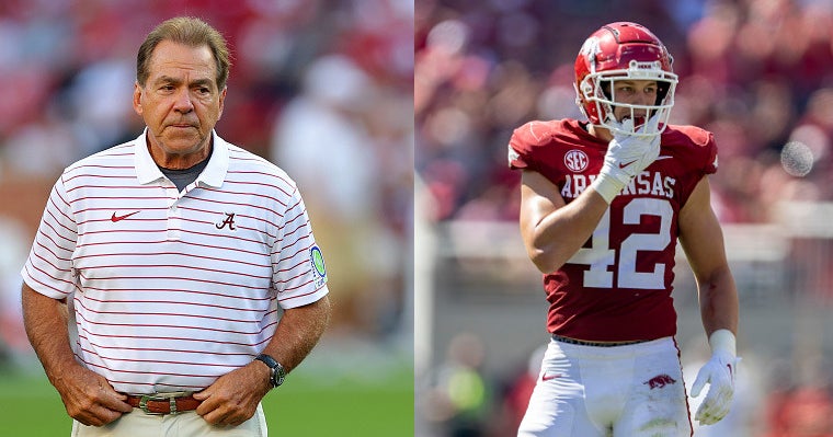 Nick Saban happy for Arkansas star, ex-Alabama LB Drew Sanders