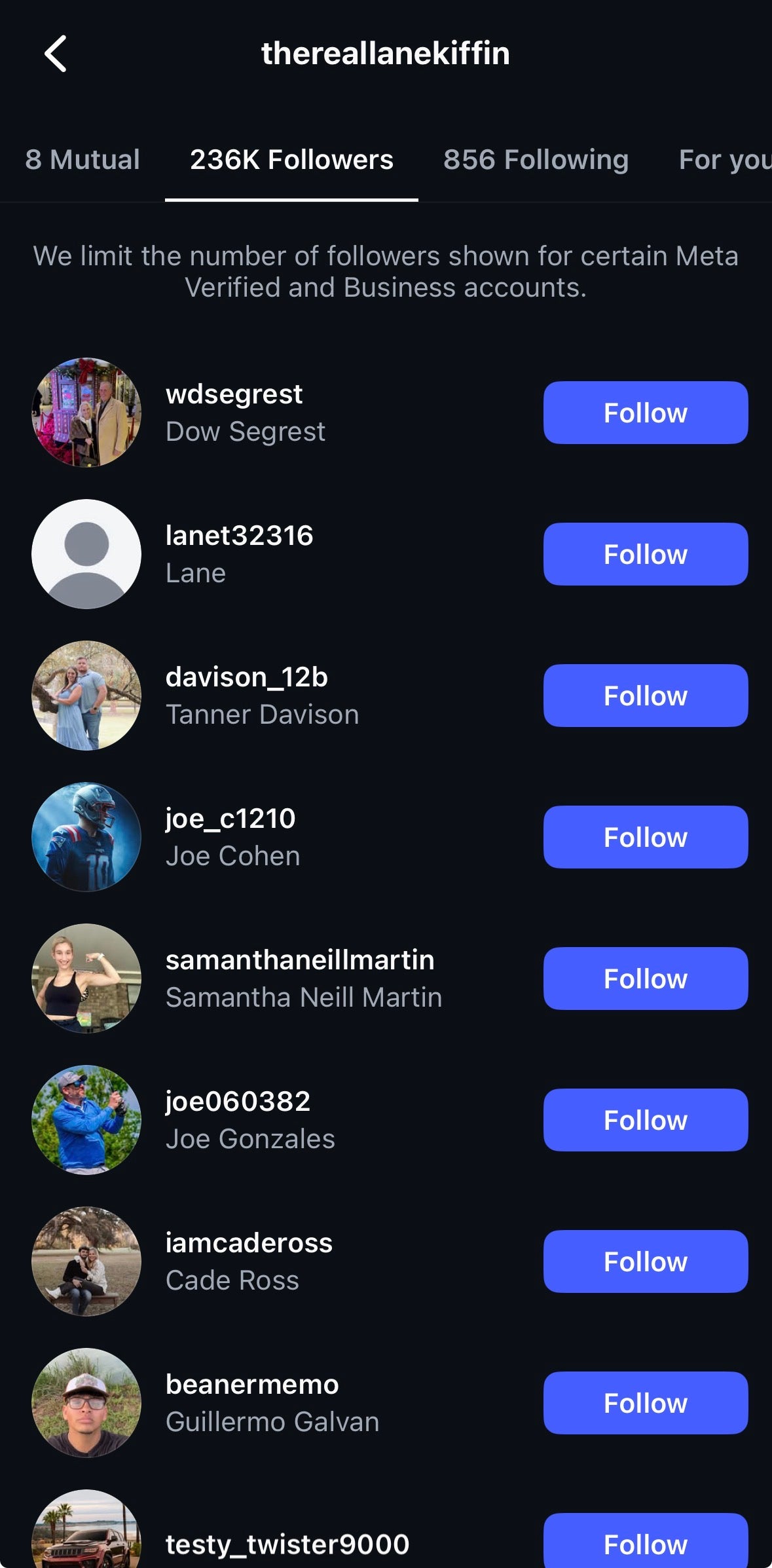 Look who follows Kane Liffin