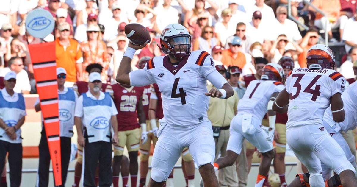 Virginia Tech QB receives an ESPN helmet sticker