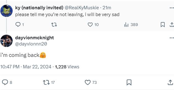 Dayvion McKnight says he's returning to Xavier next year