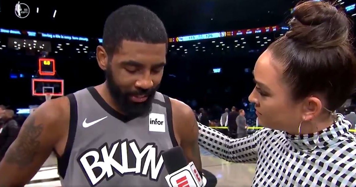 Kyrie Irving gives emotional postgame interview on Kobe Bryant