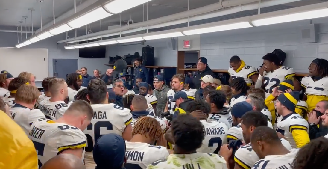 Michigan Coach Jim Harbaugh Delivers Spirited Locker Room Speech At