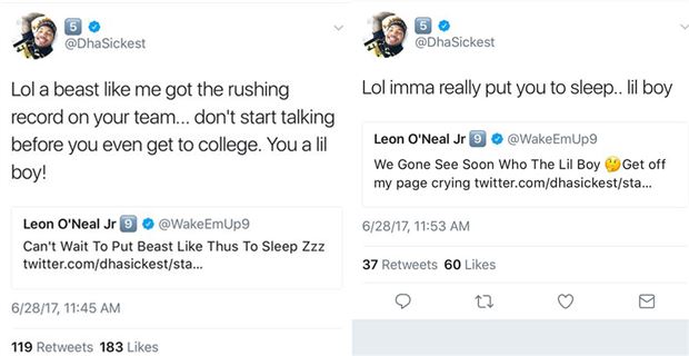 Leon O'Neal Jr. explains his Twitter beef with Derrius Guice